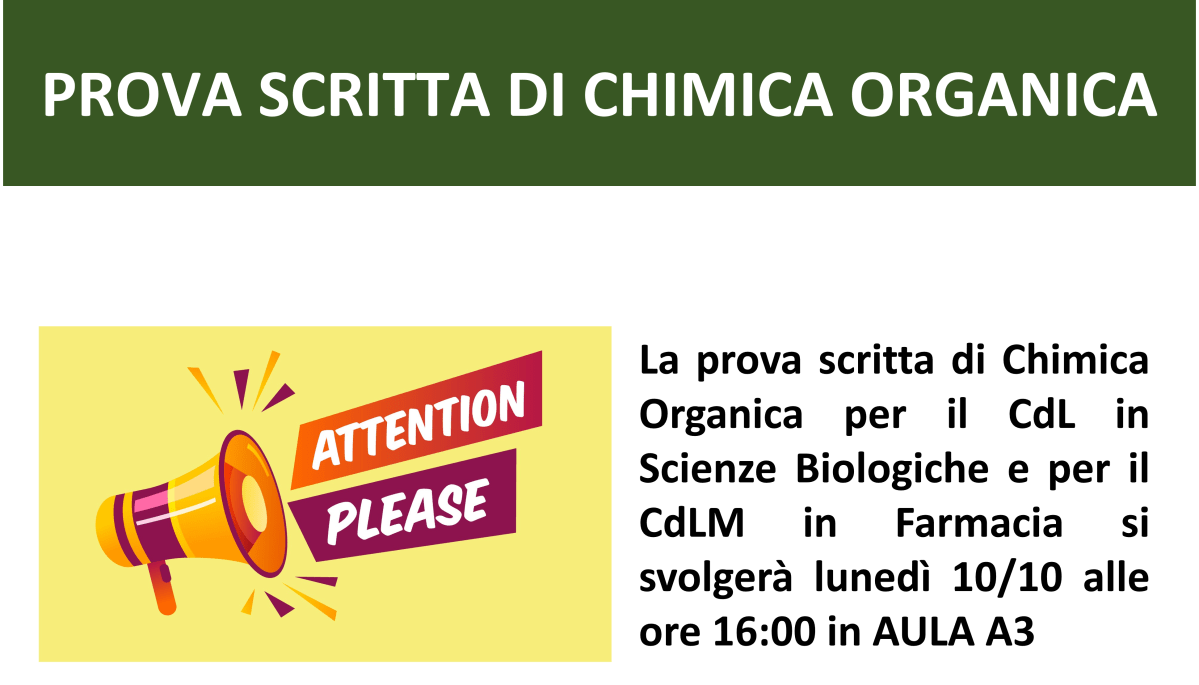 CdL Scienze Biologiche e CdLM Farmacia- Avviso esame- prova scritta ...