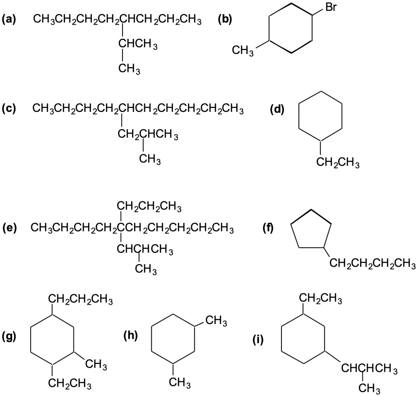 Nomenclatura: sostituenti ramificati e cicloalcani; alogenuri alchilici ...